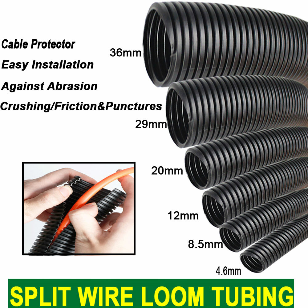 Heavy Duty Split Wire Loom Tubing Corrugated Cable Flexible Conduit ...