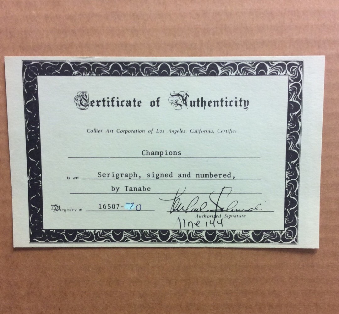 Vintage Serigraph by Ted Tanabe Signed and Numbered #92 of 350 Champion ...