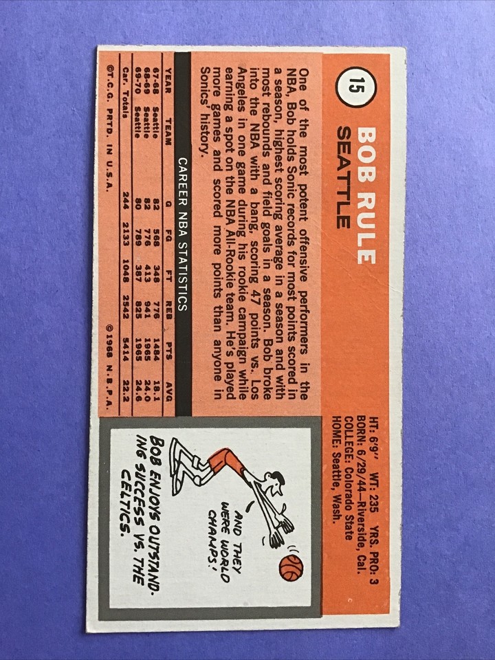 1970-71 Topps #15 BOB RULE, VG (crease) | eBay