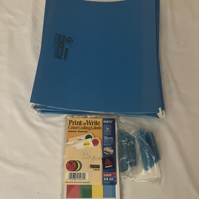 Pendaflex Blue 14pcs Reinforced Hanging File Folders& 600 Labels ...
