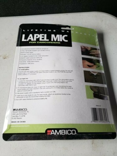 Ambico V-0625 Lapel Microphone Camcorder Mic 2002 Recoton Accessories ...