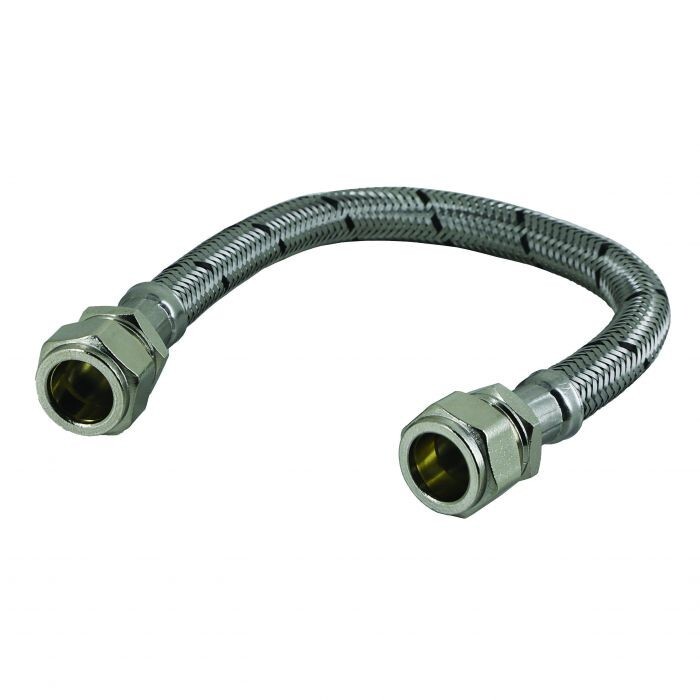 22mm x 22mm x 300mm Long Flexible Connector Pipe Braided Flexi (Double ...