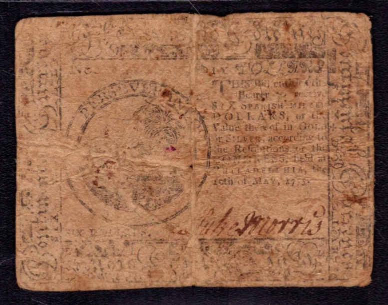 MAY 10 1775 $6 CONTINENTAL CURRENCY NOTE CC-6 PCGS B VERY GOOD VG 8 | eBay