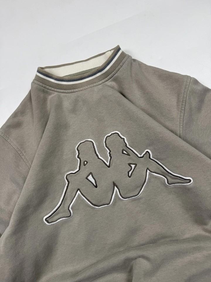 Vintage 90s Kappa big centre logo sweatshirt beige medium | eBay UK