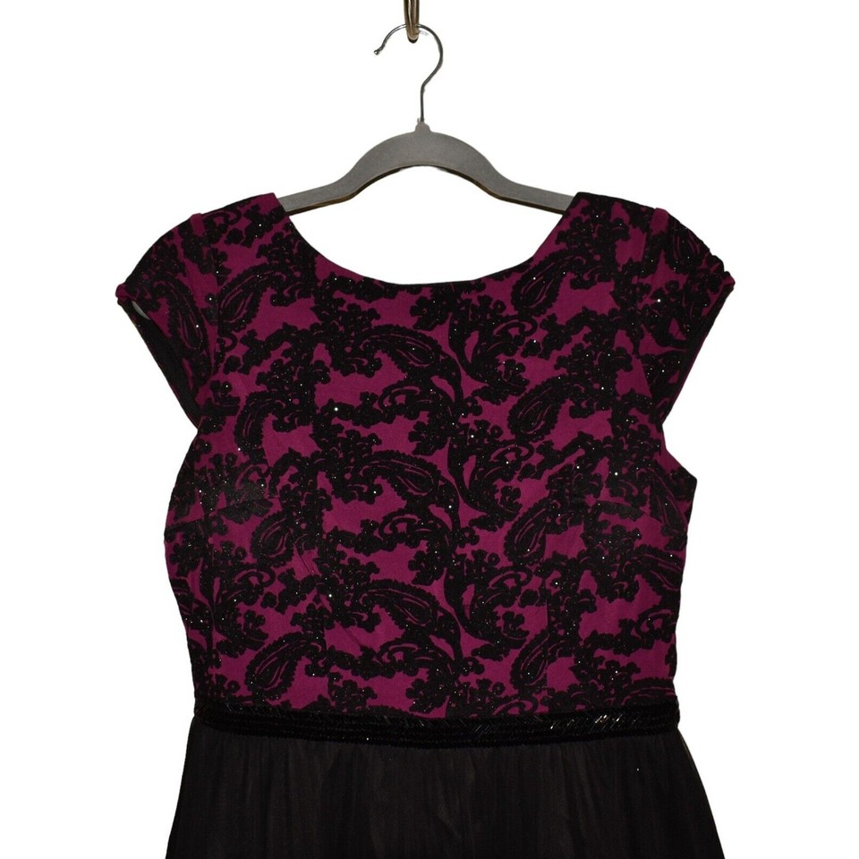 JACKIE JON $178 Glittery Embroidered Cap Sleeve Fit & Flare Dress Size ...