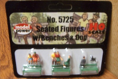 MODEL POWER/MRC SEATED FIGURES w/BENCHES & DOG HO SCALE FIGURES | eBay