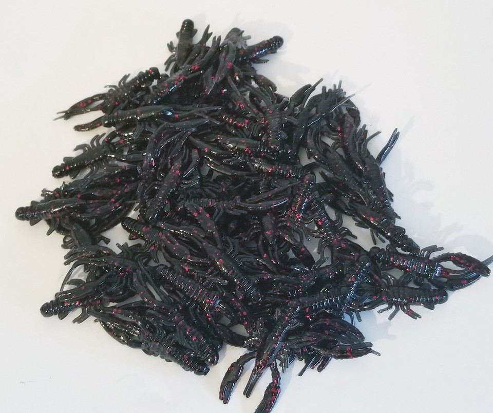 100ct Smoke 1.5" Micro Fishing Baits Panfish Lures Trout Crawfish Black ...