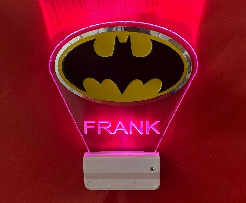 Batman Superheroes Night Light Personalized LED Plug In With Dusk to ...