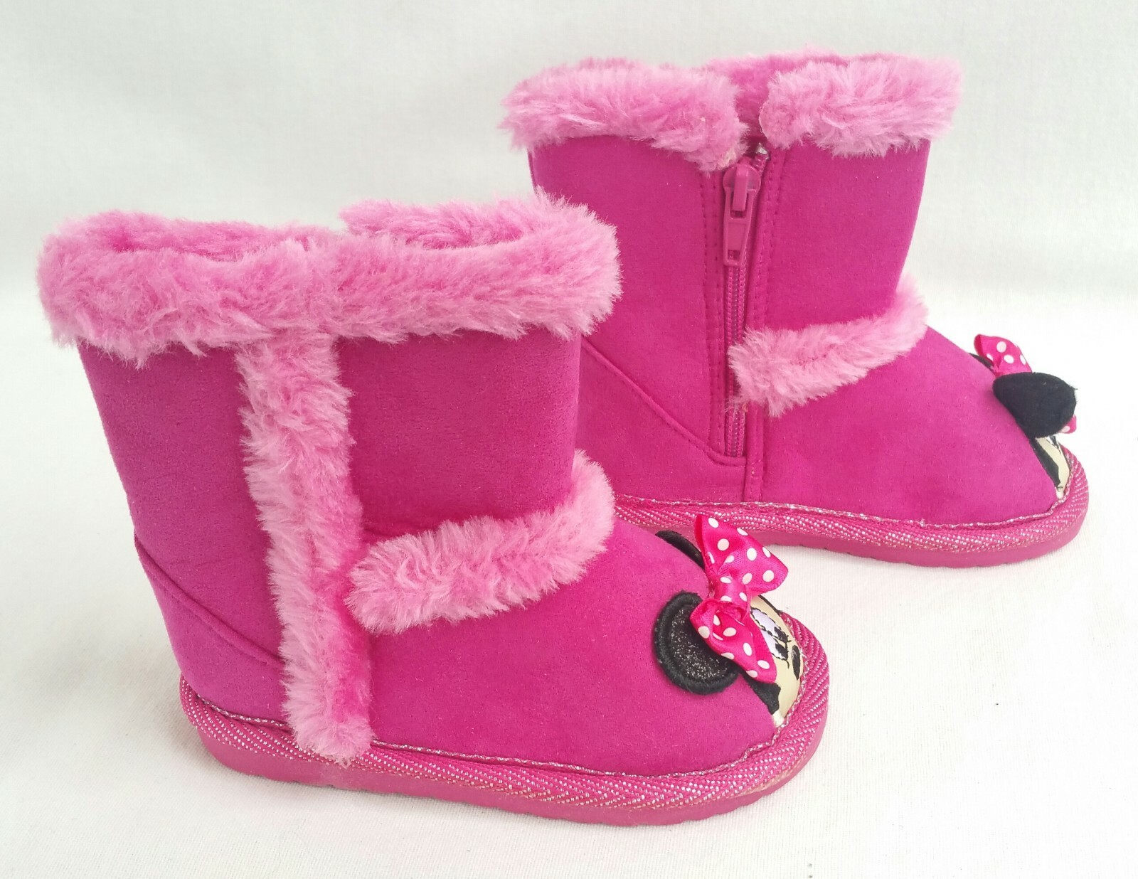 Disney Minnie Mouse Boots Pink with Plush Lining Baby Girls Size 1, 2 ...