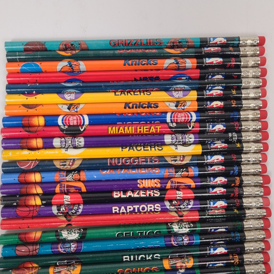 Vtg 90s NBA Basketball Team No 2 Pencil Unsharpened Lot of 43 Pencils ...
