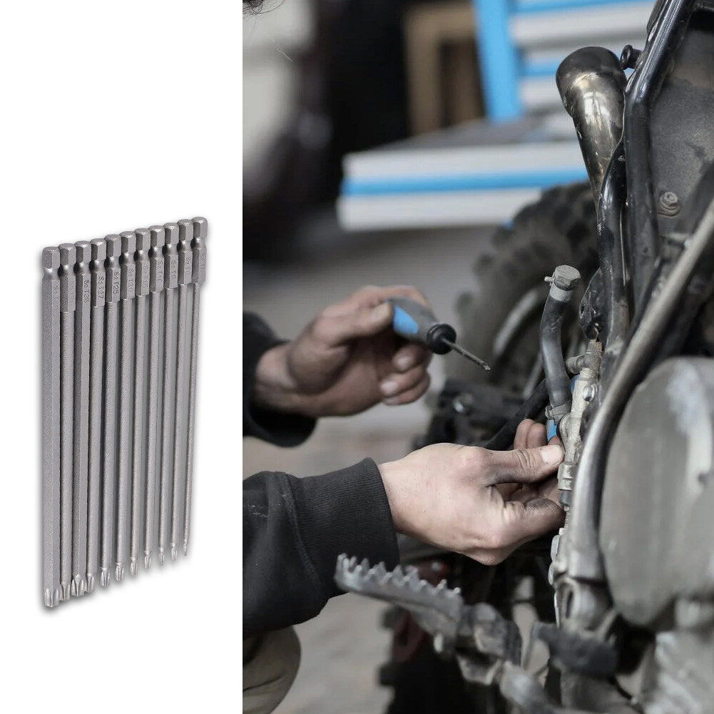 11pcs 150mm T6-T40 S2 Steel Hex Shrank Torx Screwdriver Bits Set Power ...