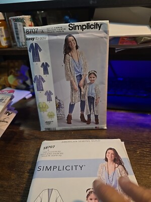 Simplicity Sewing Pattern 8707 Misses & Child Dusters Cardigans XS-XL ...