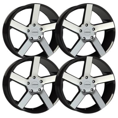 (Set-4) Vision 472 Switchback 22x9.5 5x120 30mm Black Machined Wheels ...