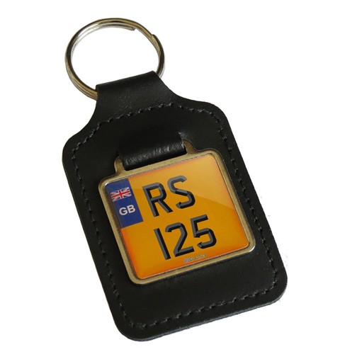 RS 125 Reg GB Number Plate Leather Keyring Key Fob for Aprilia RS125 ...
