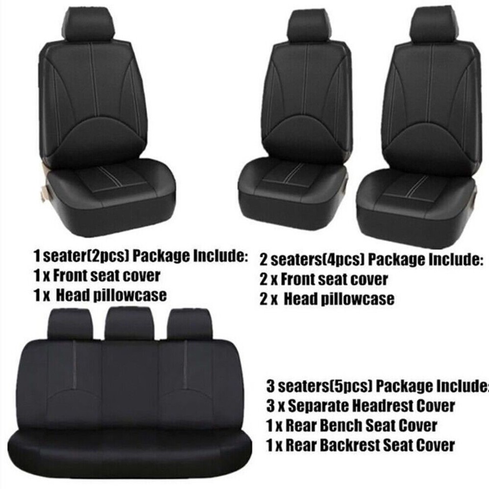 3 Row 7 Seats 2 Row 5-Seats Car Seat Covers Protect SUV Van Full Set PU ...