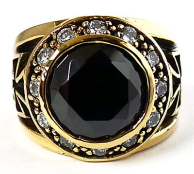 BLACK BIKER CROSS CHOPPER GOLD BRASS MEN'S RING | eBay