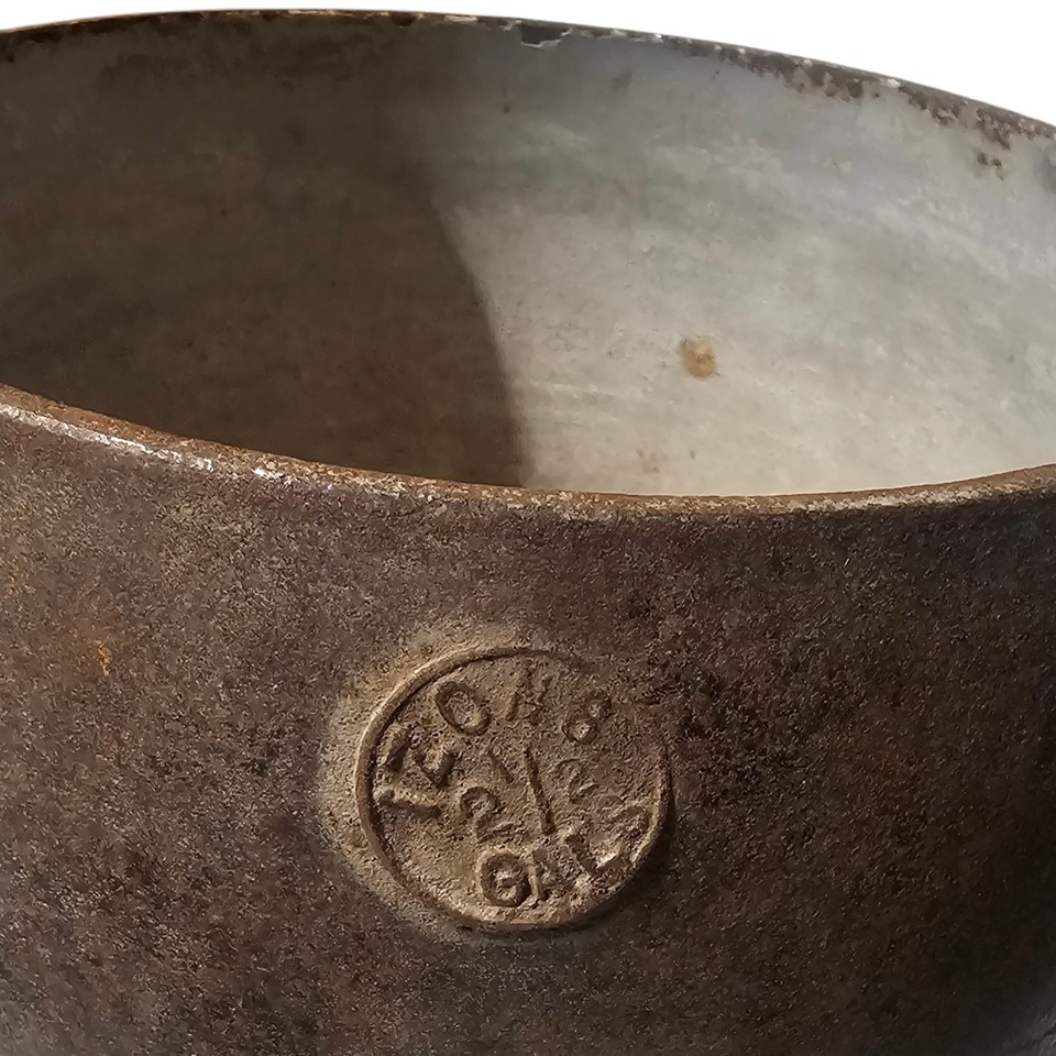 Antique Large Cast iron 2½ Gallon enamelled Cooking Pot Cauldron with ...