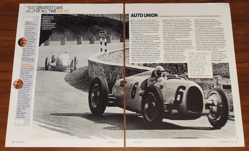 AUTO UNION MAGAZINE PRINT ARTICLE AUTOMOBILE MAG 25 GREATEST CARS OF ...