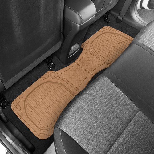 Deep Dish Heavy Duty Rubber Car Floor Mats 3pc Front Rear Tan Beige All ...