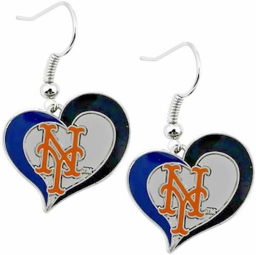 New York Mets MLB Team Swirl Heart Earrings 763264232548| eBay