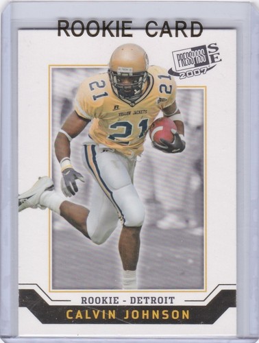 CALVIN JOHNSON ROOKIE CARD 2007 Detroit Lions Football SE HOFer GOLD ...