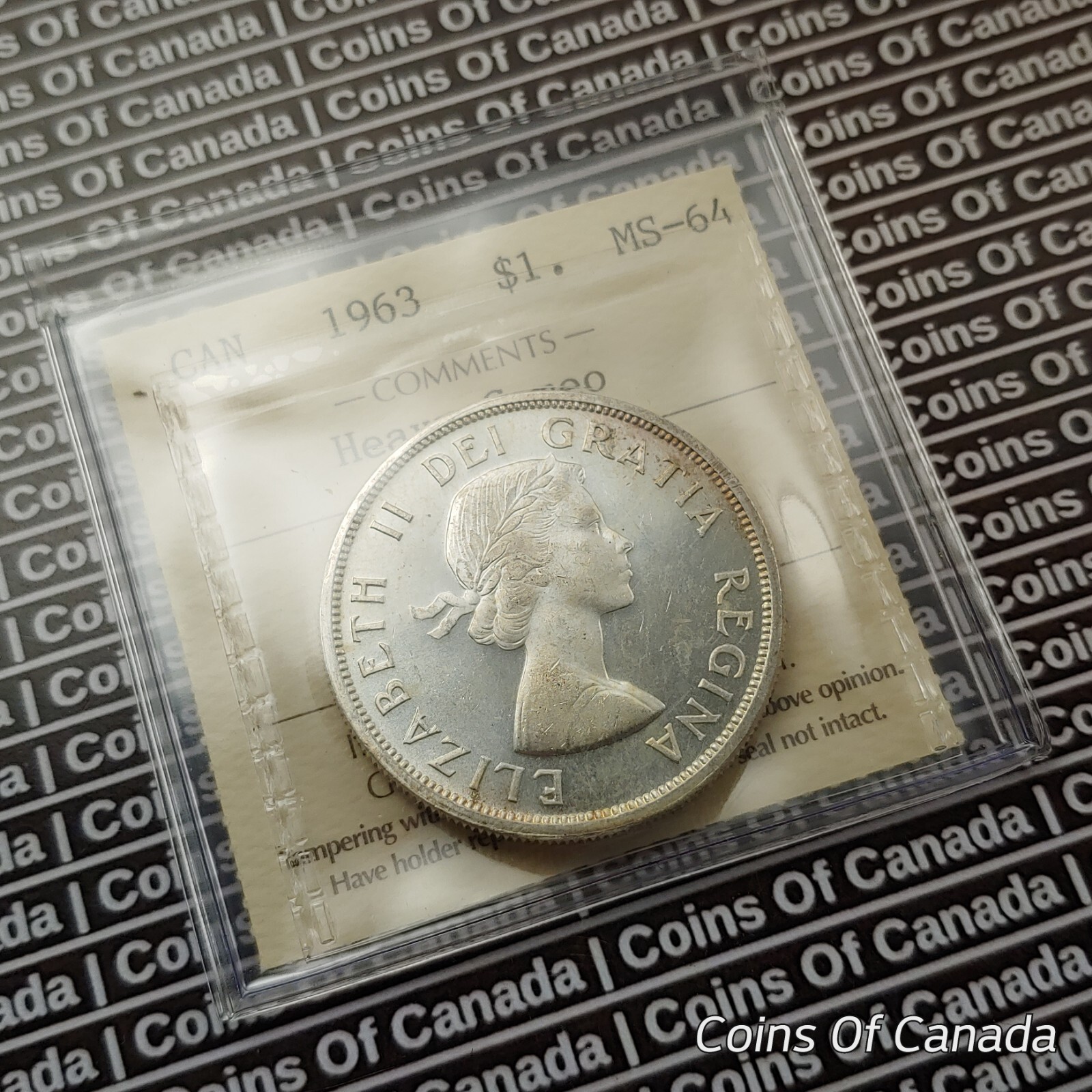 1963 Canada $1 Silver Dollar Coin - ICCS MS 64 Heavy Cameo - RARE # ...