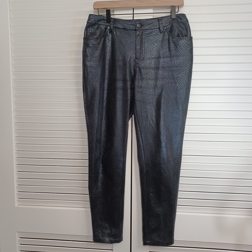 ERIC Pants Womens 8 Black Faux Leather Reptile Print Five Pocket Style ...