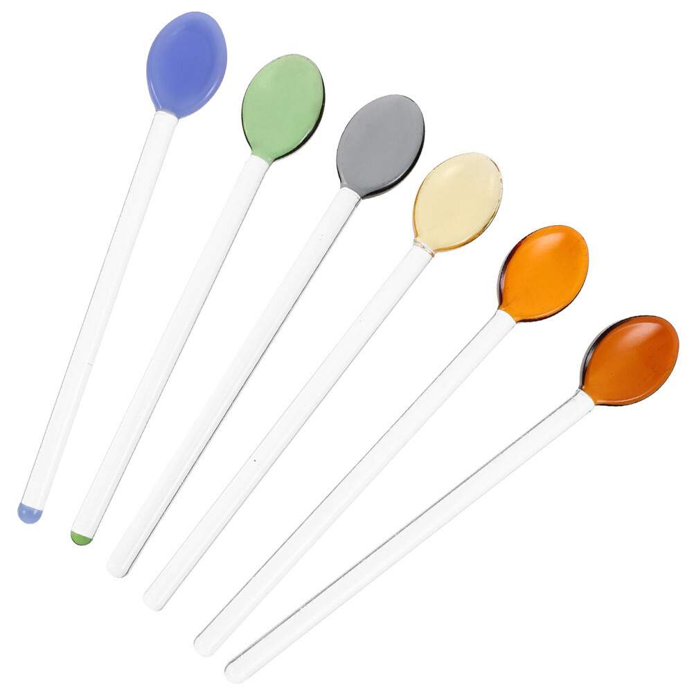 6Pcs glass stirring rods Creative Spoon Gift Ice Cream Spoon Clear ...