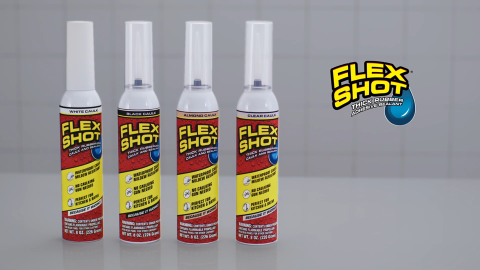 Flex Shot Almond 8-oz. Thick Rubber Adhesive Sealant Caulk Bond Seal ...