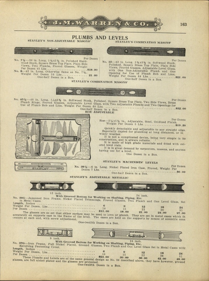 1915 PAPER AD Iron Plumb Level Starrett Inclinometer Davis Stanley ...