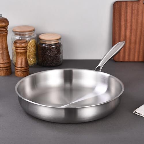 Whole Body Triply Stainless Steel Frying Pan Set 8 /10 /12 Cooking Pans ...