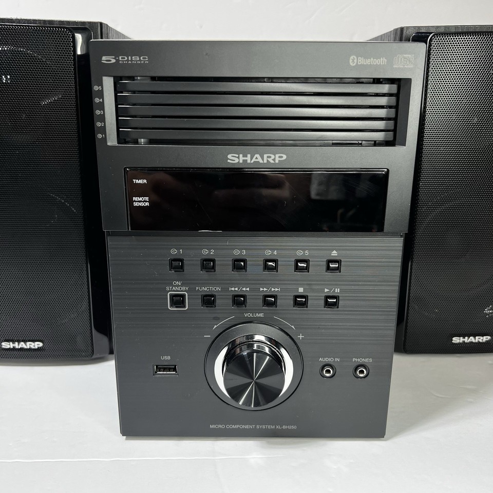 Sharp XL-BH250 Micro Component System 5 Disc CD Changer Radio Bluetooth ...