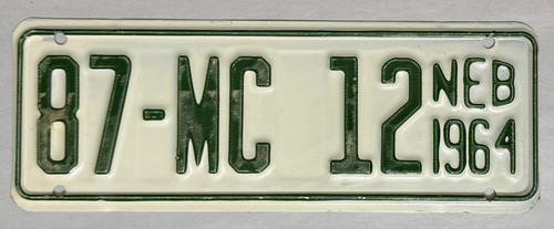 1964 Nebraska Motorcycle License Plate - #87-MC-12 | eBay