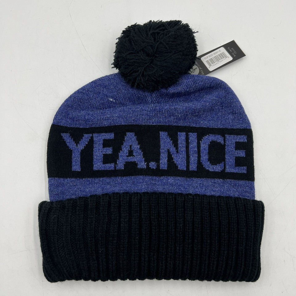 Yea. Nice Knit Hat Beanie Pom Ski Snowboard Adult One Size Blue Black ...