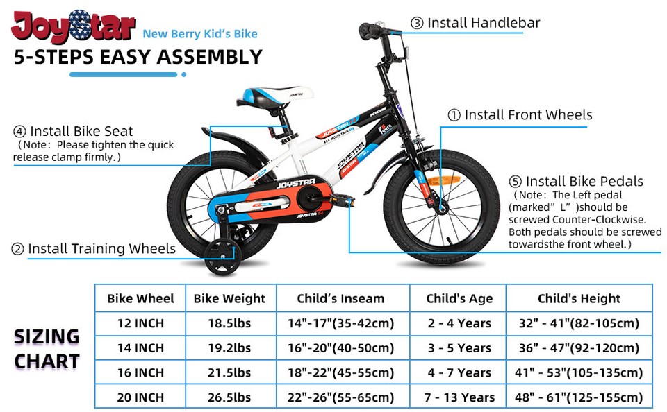 JOYSTAR Kids Bike 12-16 Inch Boys Girls Age 2-7 Years Light Up Training ...
