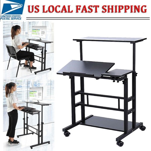 80cm Rolling Height Laptop Desk Computer Workstation Table Stand Table ...