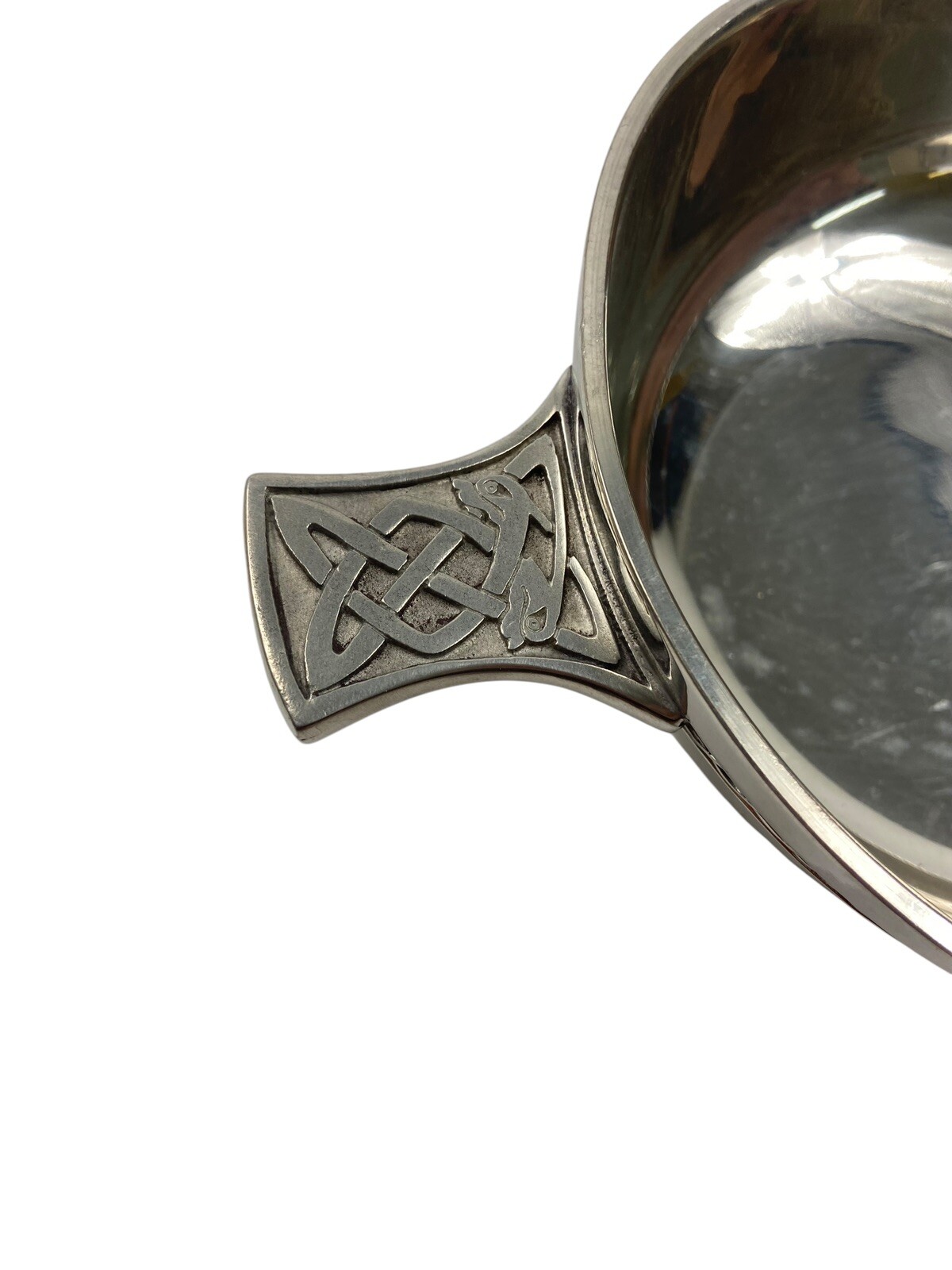 Scottish Piper Pewter Quaich Cup Celtic Design Engraved NJ Initials ...