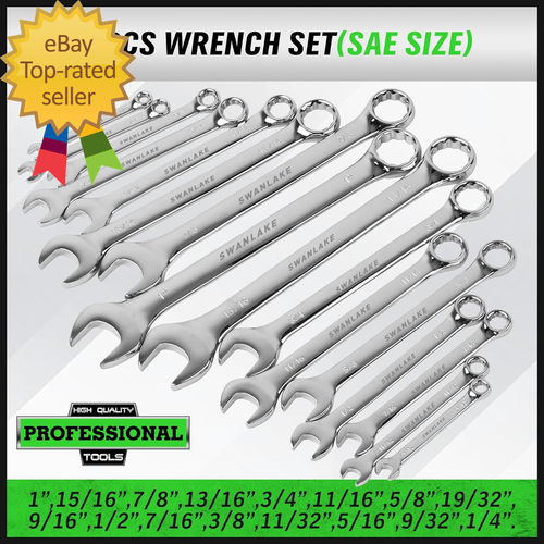32-Piece Combination Wrench Set, SAE and Metric, 1/4"-1" & 7Mm-22Mm | eBay