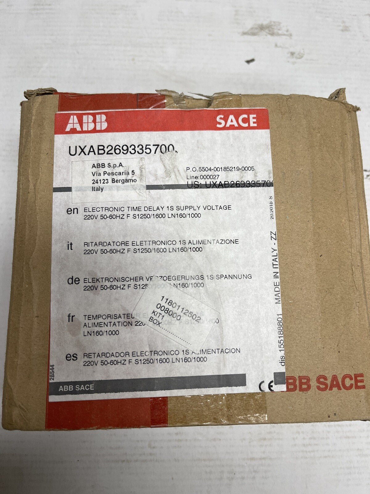 ABB UXAB269335700 Time Delay Fuse. SACE Megamax Series F1/F2/1S Circuit ...