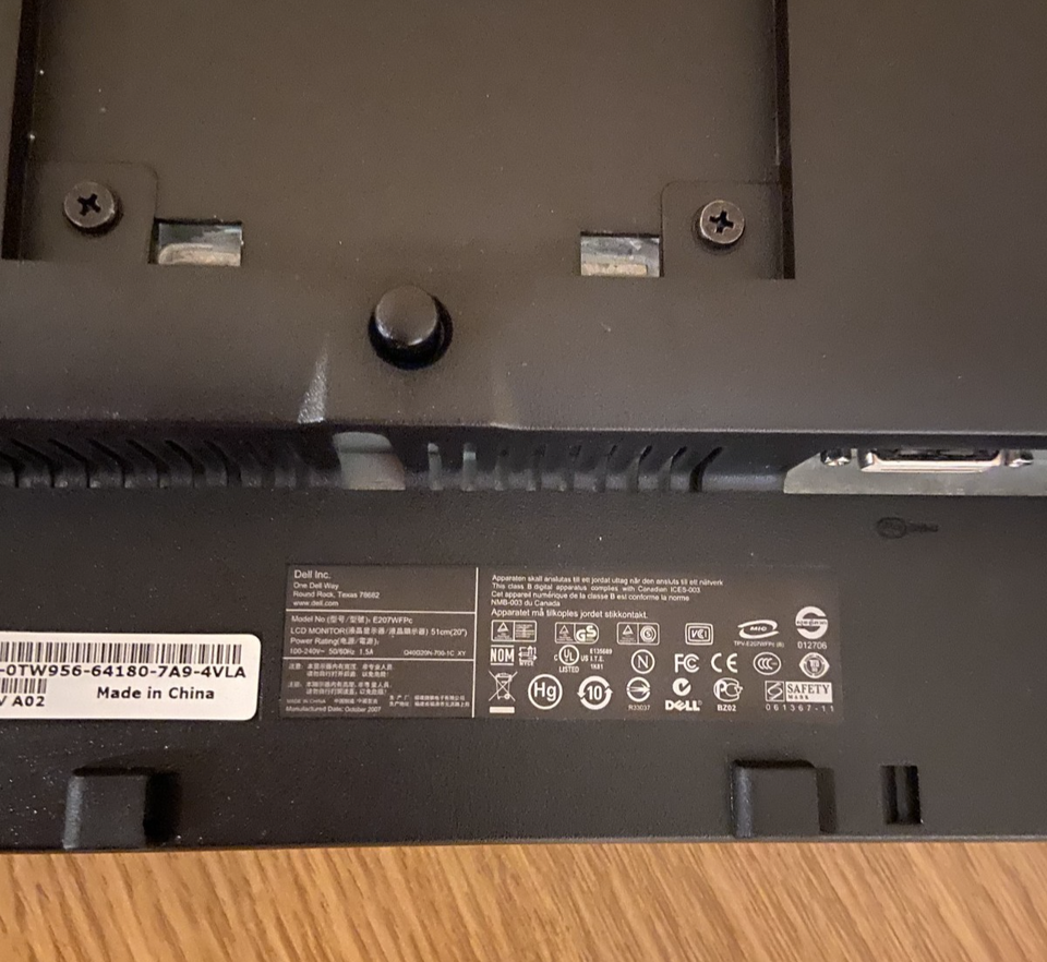 Dell E207WFPC Black 20 in Widescreen Flat Panel LCD Monitor | eBay