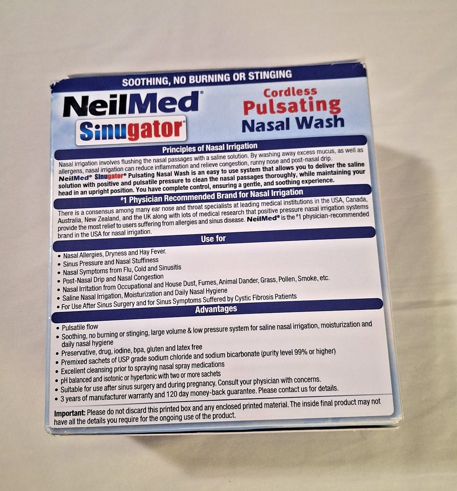 NeilMed Sinugator Cordless Dual Speed Pulsating Nasal Wash System | eBay