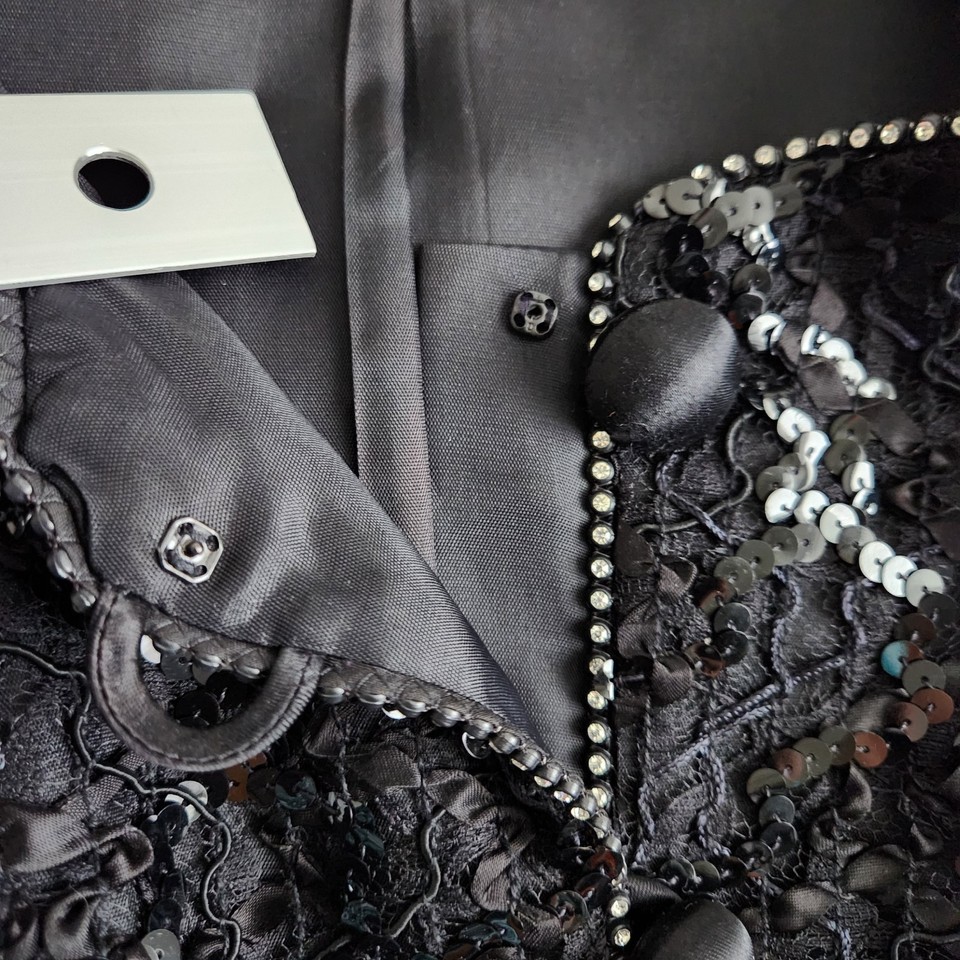 VTG J Benjamin Formal Top Women's 10 Black Sheer Sequin Rhinestone Money Glam US | eBay