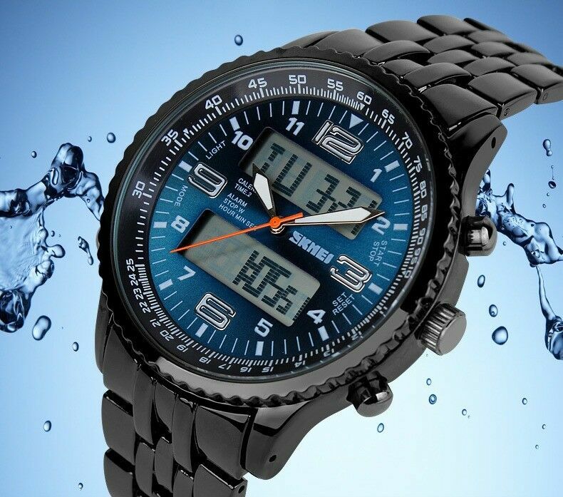 Men's LED Analog Digital Watches Stainless Steel Date Outdoor Sports ...