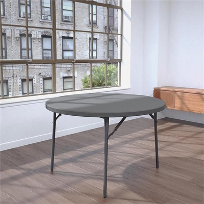 ZOWN Classic 48" Commercial Round Blow Folding Table in Gray | eBay