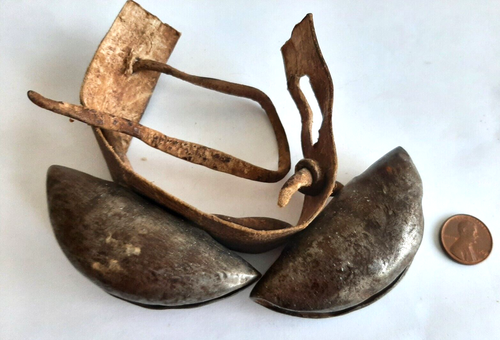 ANTIQUE PRIMITIVE. NATIVE AMERICAN LEG/ ARM BAND, CEREMONIAL DANCE BELL ...