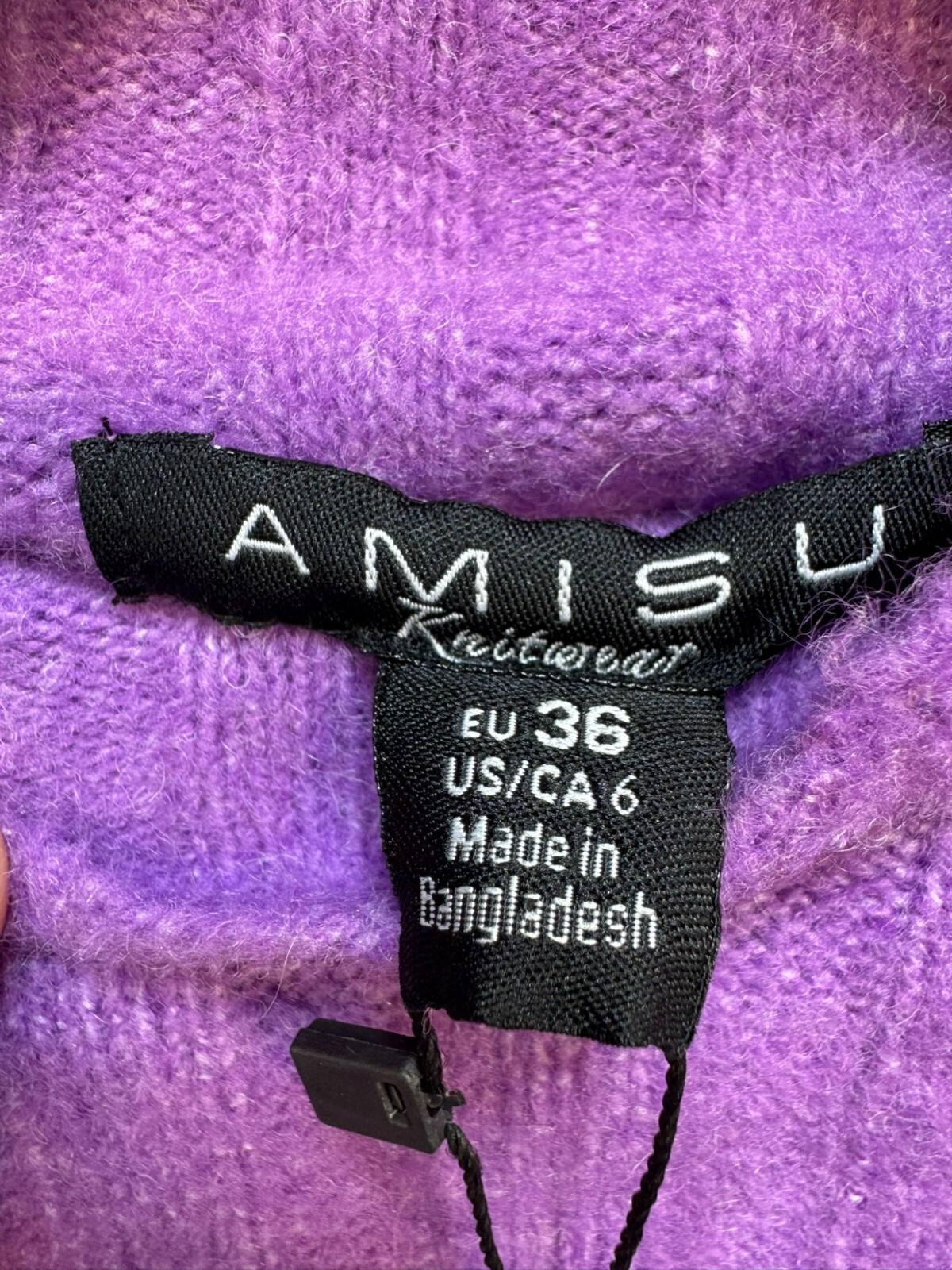 Amisu Knitwear Sweater EU 36 US/CA 6 Purple Long Sleeve Ribbed Design | eBay