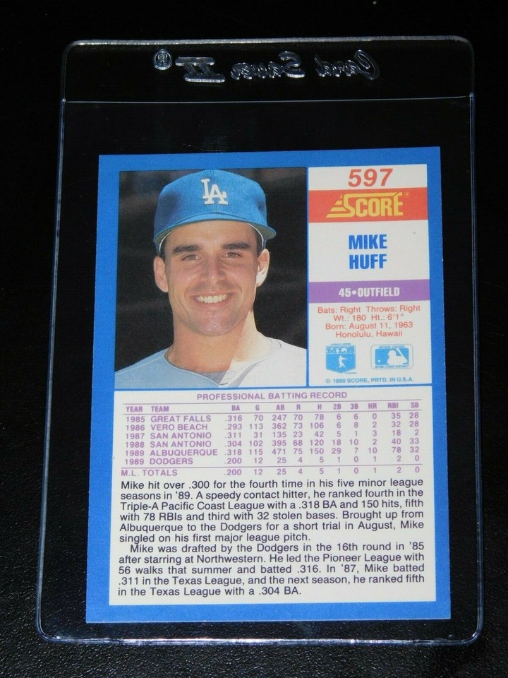 1990 SCORE MIKE HUFF HAND SIGNED / AUTOGRAPHED ROOKIE CARD #597 - Blue ...