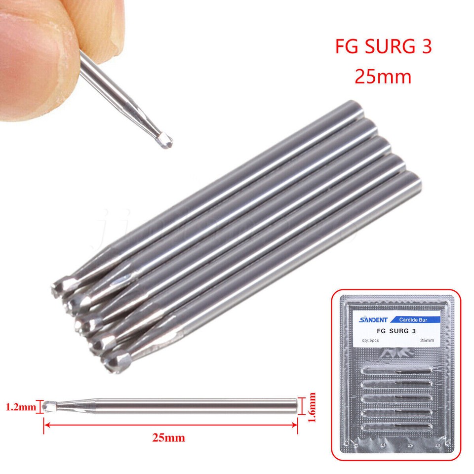 Dental Surgical Carbide Burs High Speed Long Shank FG SURG 25mm ...