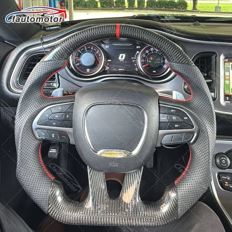 Fit Dodge Charger Challenger Steering Wheel Carbon Fiber SRT Hellcat ...