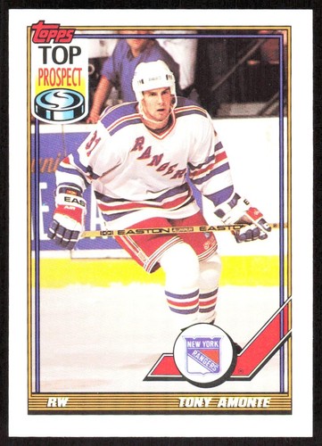 1991-92 8174B Topps TOP PROSPECT Tony Amonte Rookie New York Rangers ...